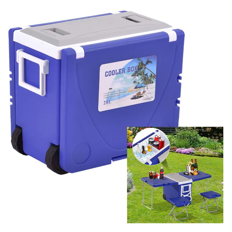 28Ltr Multi Function Rolling Cooler Folding Table and Chair | 28Ltr ...