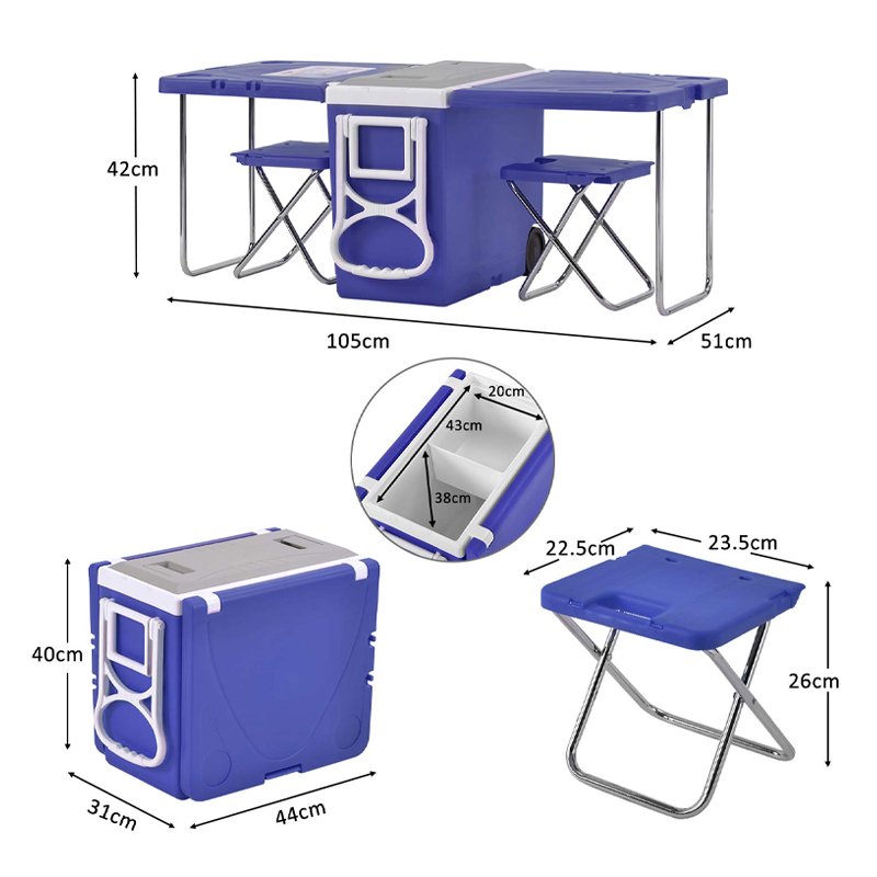 28Ltr Multi Function Rolling Cooler Folding Table and Chair | 28Ltr ...