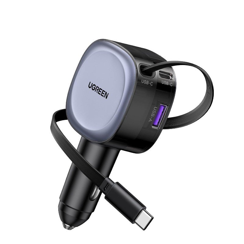 U Green Car Adaptor Ec601 Usb A + 2Usb C In-built Cable 75w | Buy NowU ...